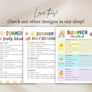 Editable Kids Daily Summer Schedule Template Planner Checklist ...