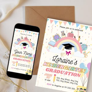 Editable Kindergarten Graduation Invitation Electronic Template ...