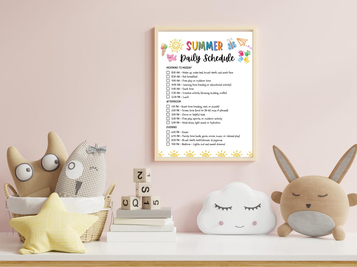 Editable Kids Daily Summer Schedule Template Planner Checklist ...
