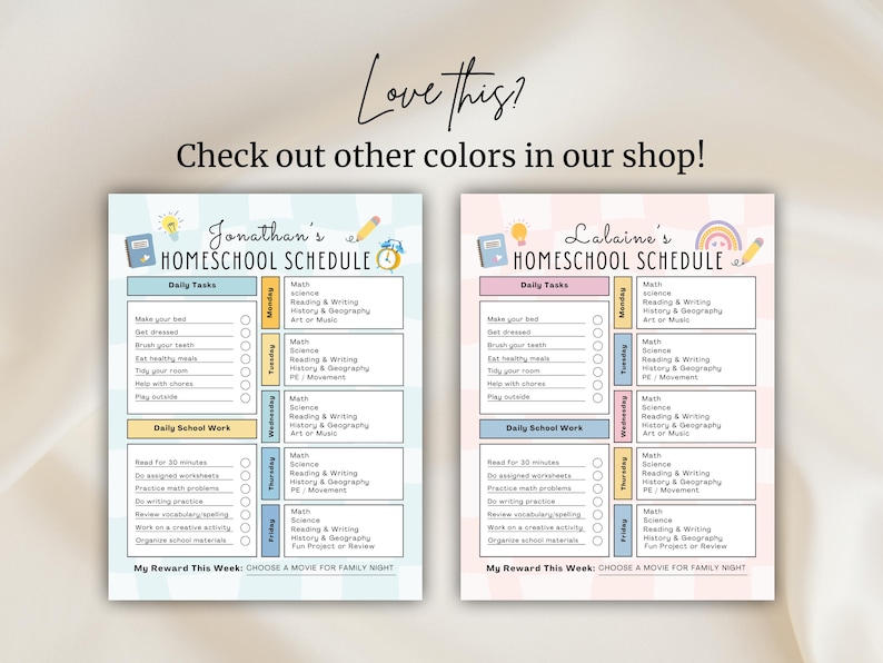 Editable Homeschool Schedule for Kids and Teens, Printable Homeschool ...