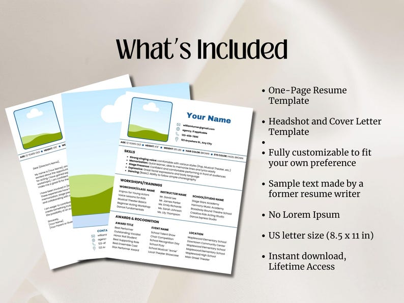 No Experience Child Actor Resume Template, Beginner Acting Kid Resume ...