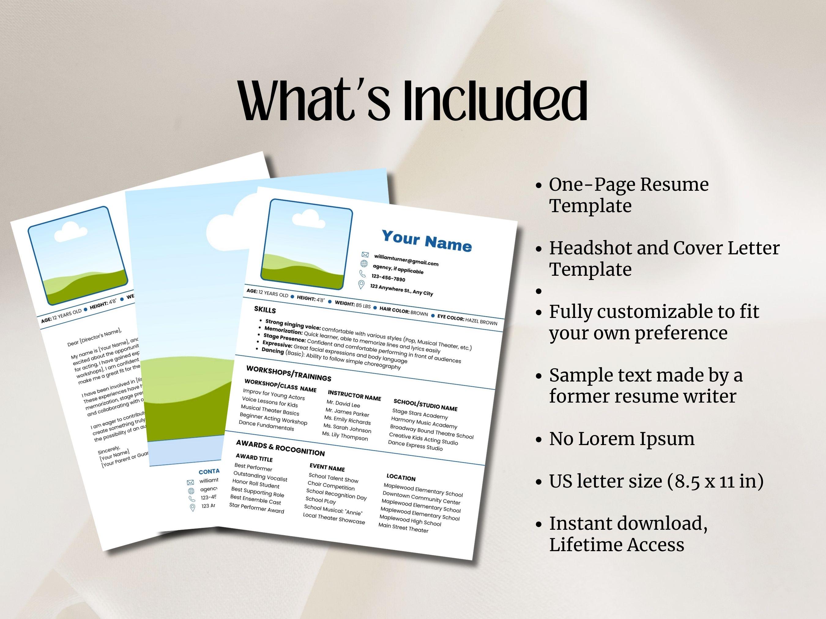 No Experience Child Actor Resume Template, Beginner Acting Kid Resume ...