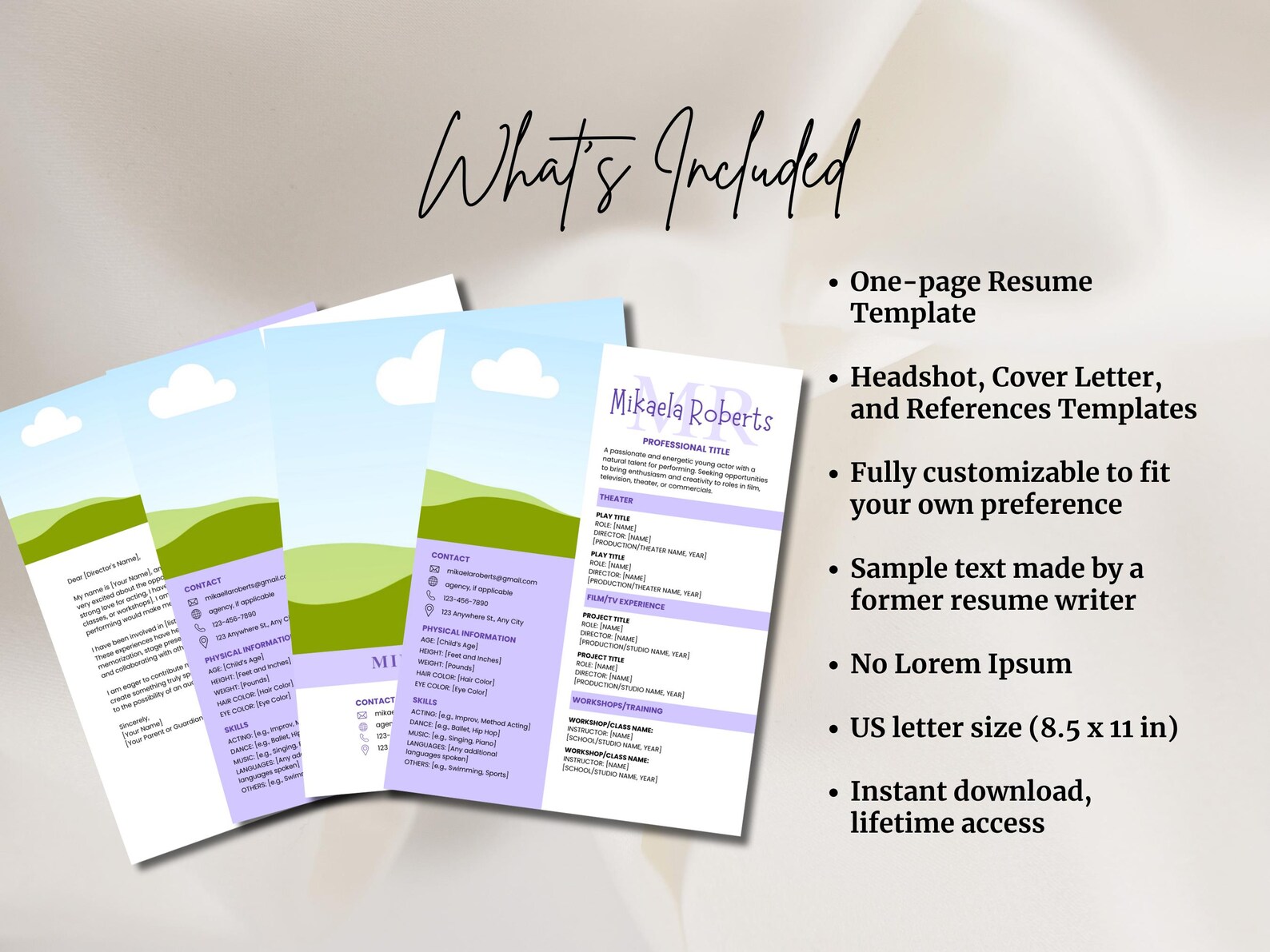 Child Actor Resume Template, Acting Kid Resume With Headshot and Cover ...