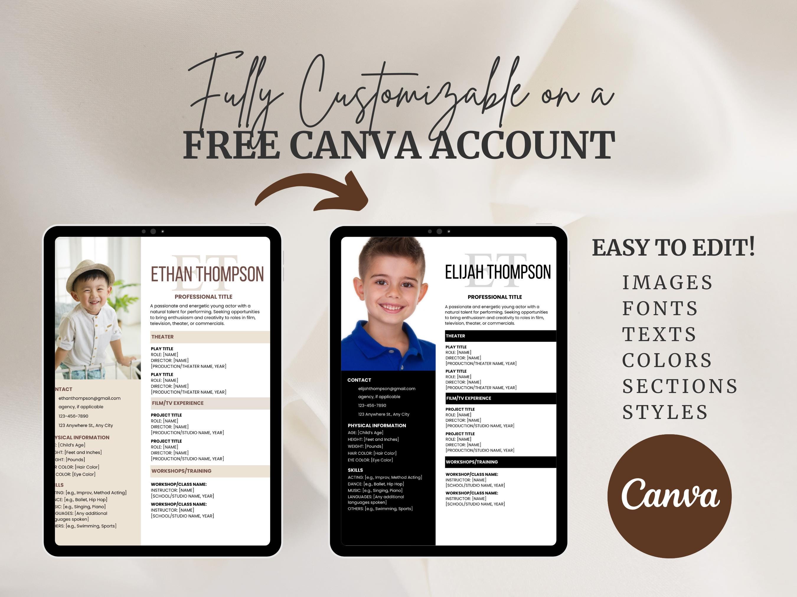 Child Actor Resume Template, Acting Kid Resume With Headshot and Cover ...