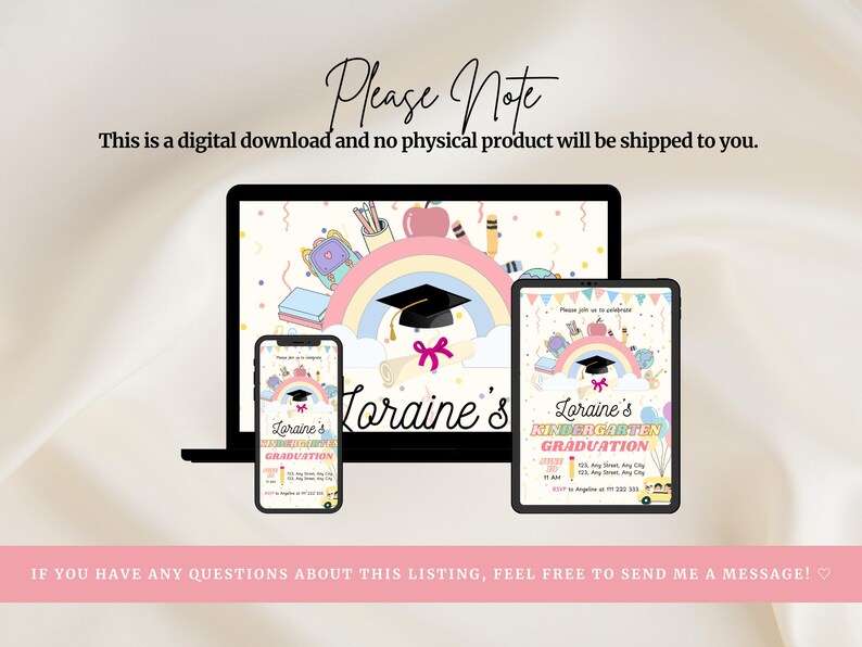 Editable Kindergarten Graduation Invitation Electronic Template ...