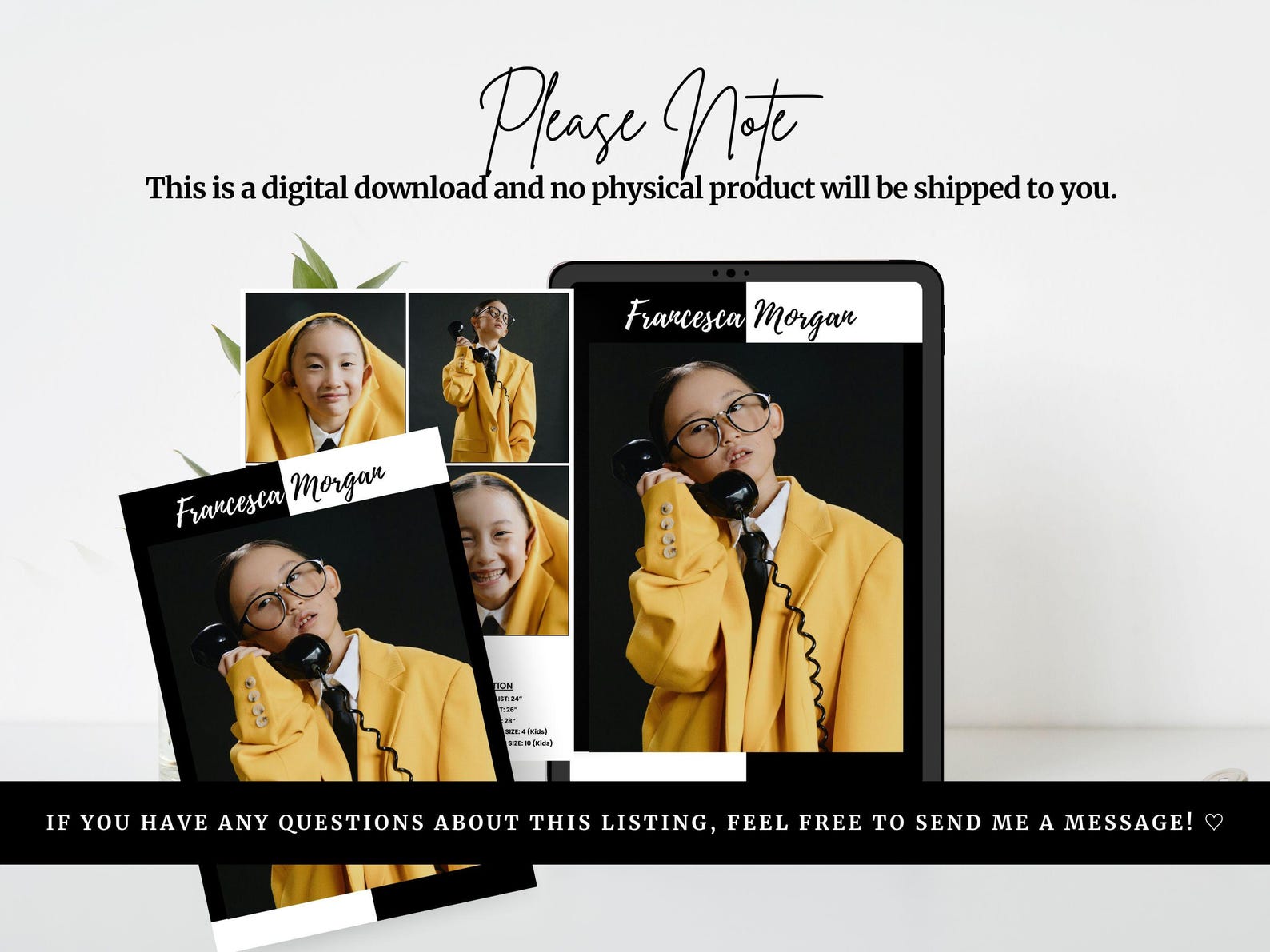 Kids Model Comp Card Template | Editable Child Actor Photo Card, Kids ...