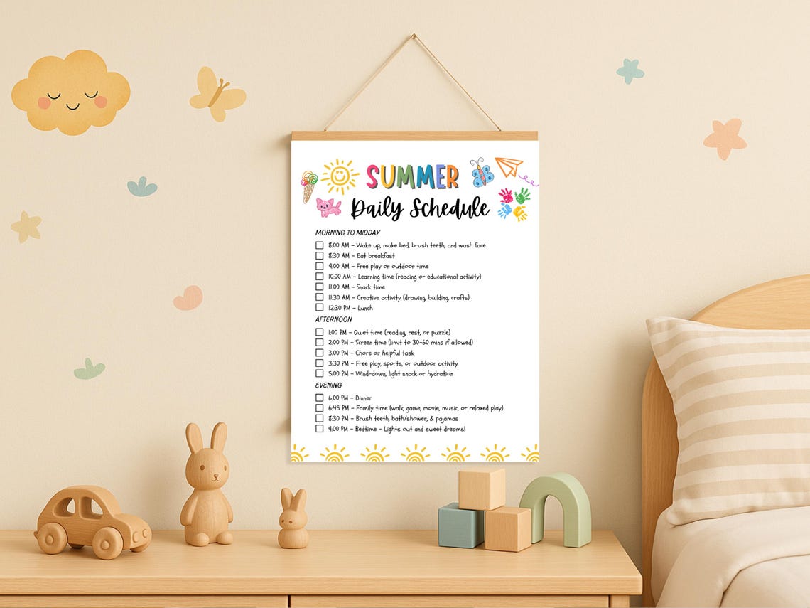 Editable Kids Daily Summer Schedule Template Planner Checklist ...
