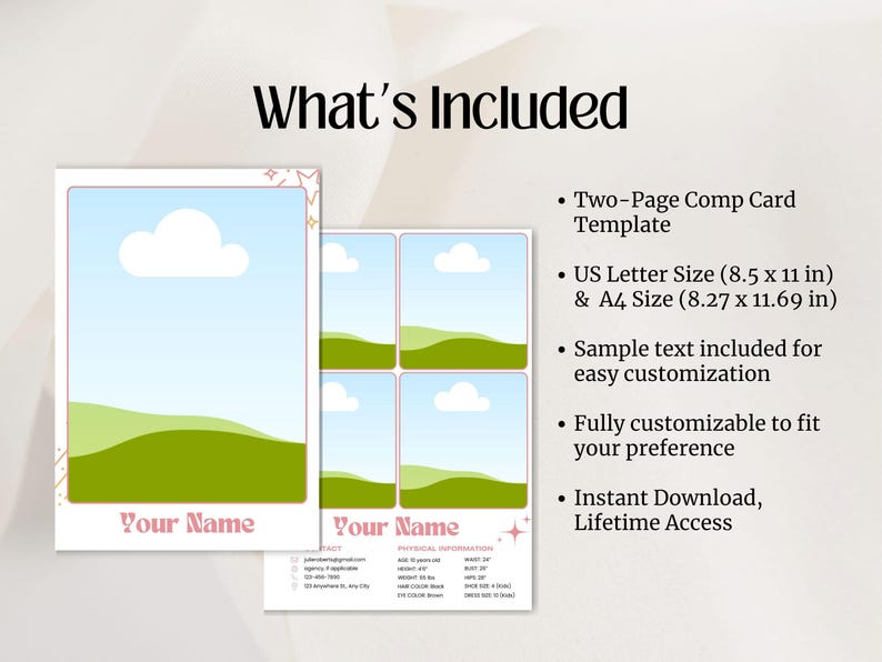 Kids Model Comp Card Template | Editable Child Actor Photo Card, Kids ...