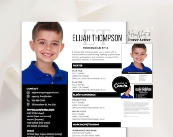 Child Actor Resume Template, Acting Kid Resume With Headshot and Cover ...