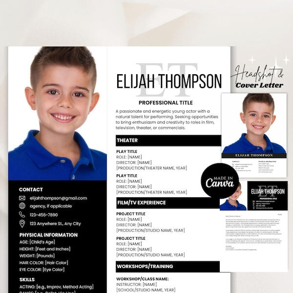 Child Actor Resume - Etsy