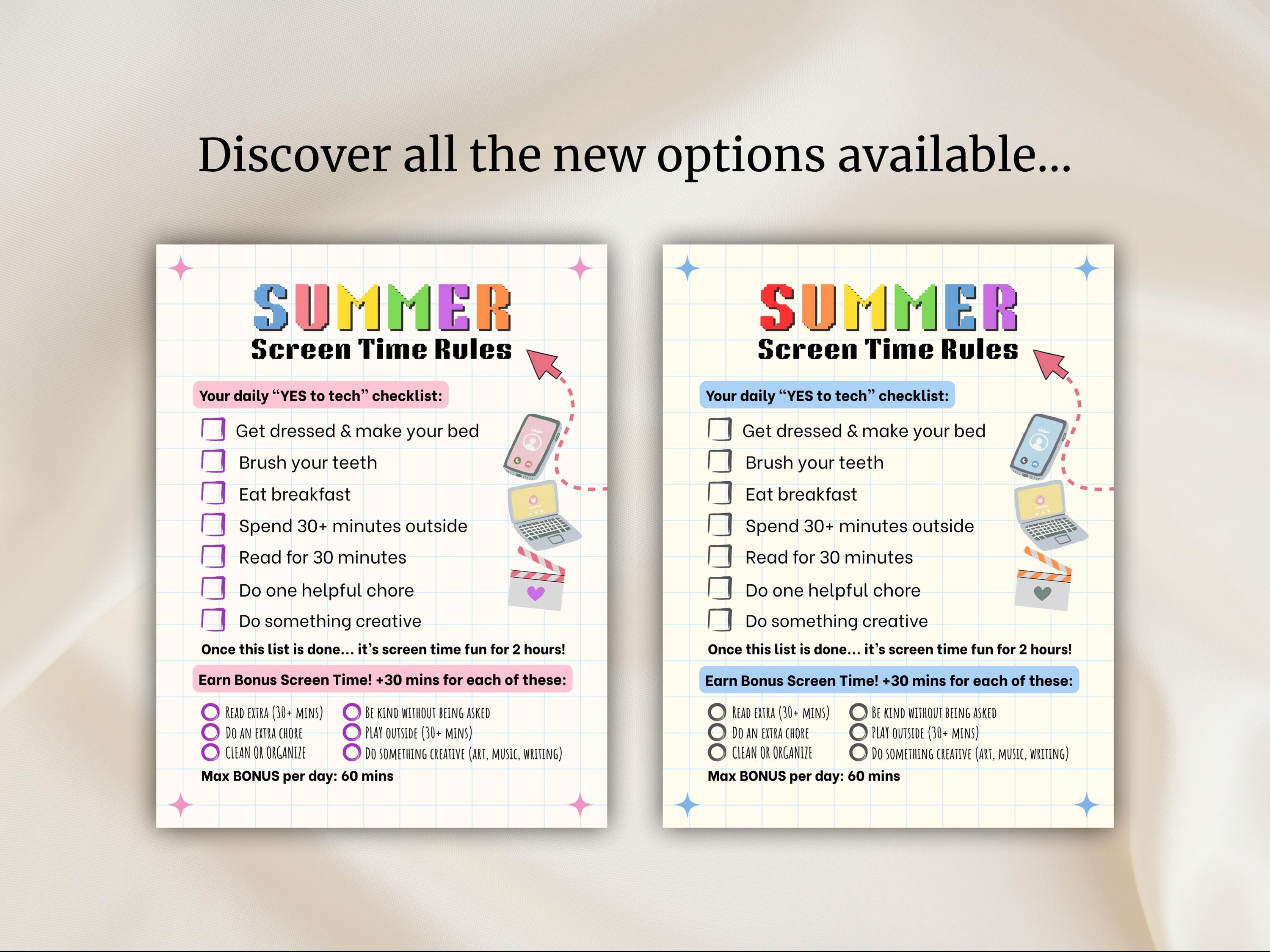 Editable Summer Chore Chart for Kids and Teens, Printable ...