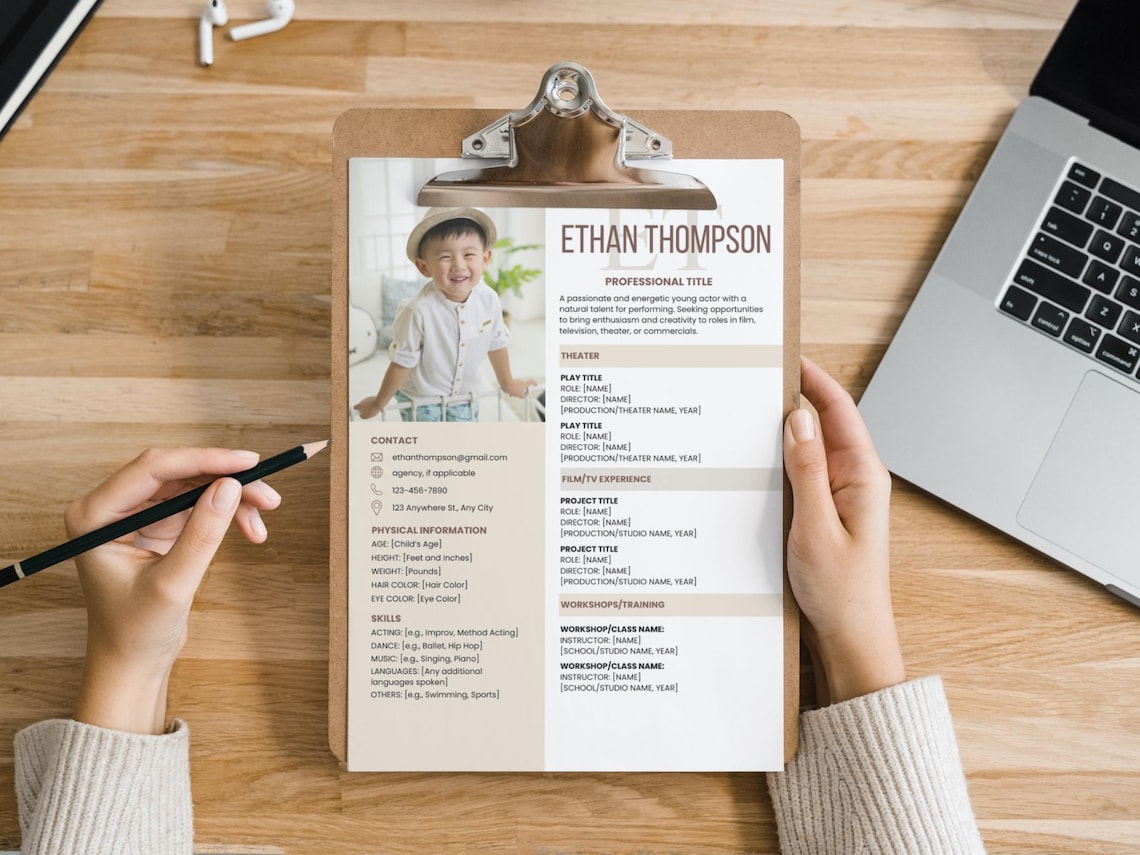 Child Actor Resume Template, Acting Kid Resume With Headshot and Cover ...