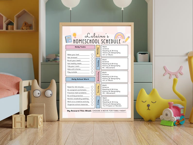 Editable Homeschool Schedule for Kids and Teens, Printable Homeschool ...