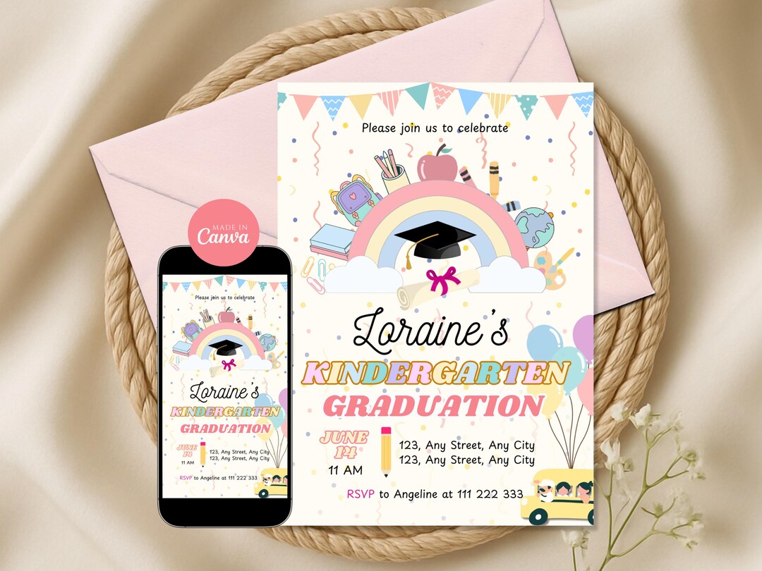 Editable Kindergarten Graduation Invitation Electronic Template ...