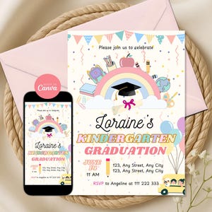 Editable Kindergarten Graduation Invitation Electronic Template ...