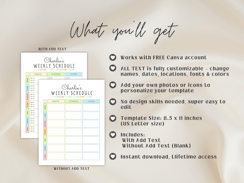 Editable Weekly Schedule for Teens Tweens Pre-teen Kids Weekly Planner ...