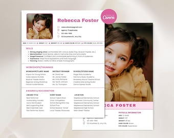 Child Actor Resume Template, Acting Kid Resume With Headshot and Cover ...