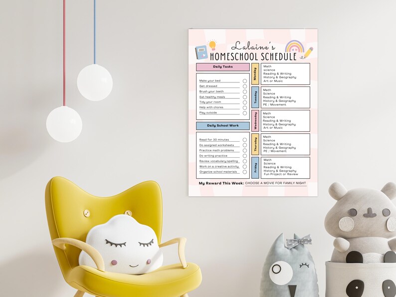 Editable Homeschool Schedule for Kids and Teens, Printable Homeschool ...