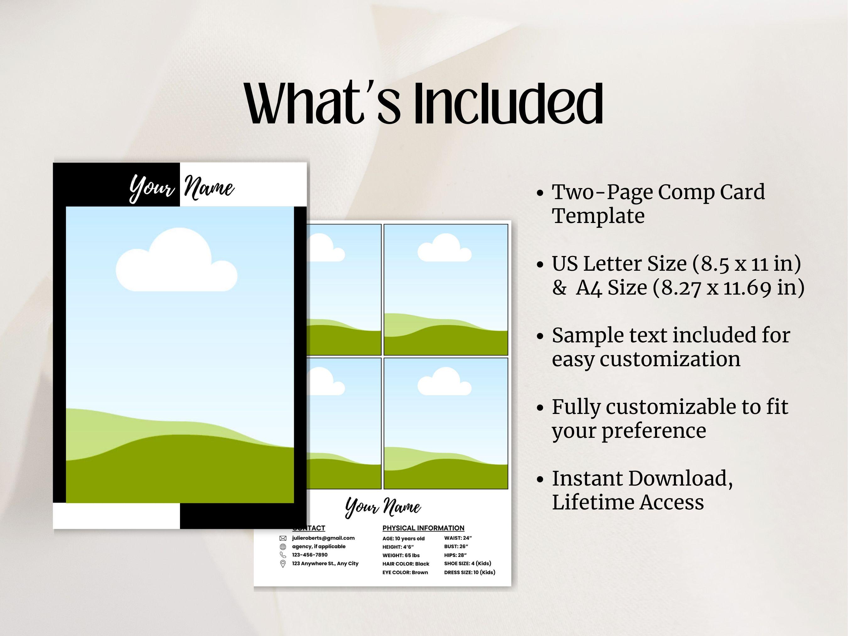 Kids Model Comp Card Template | Editable Child Actor Photo Card, Kids ...