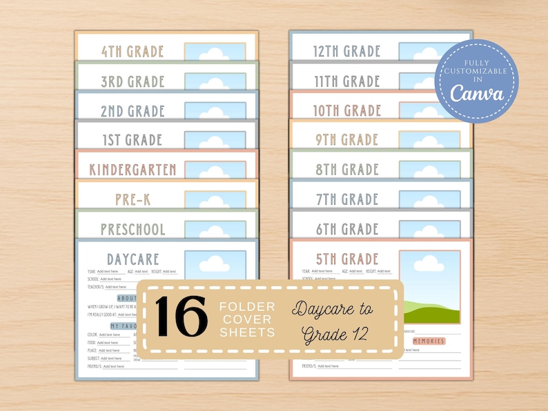 Editable School Memory Box Kit: Printable File Folder & Tabs (canva ...
