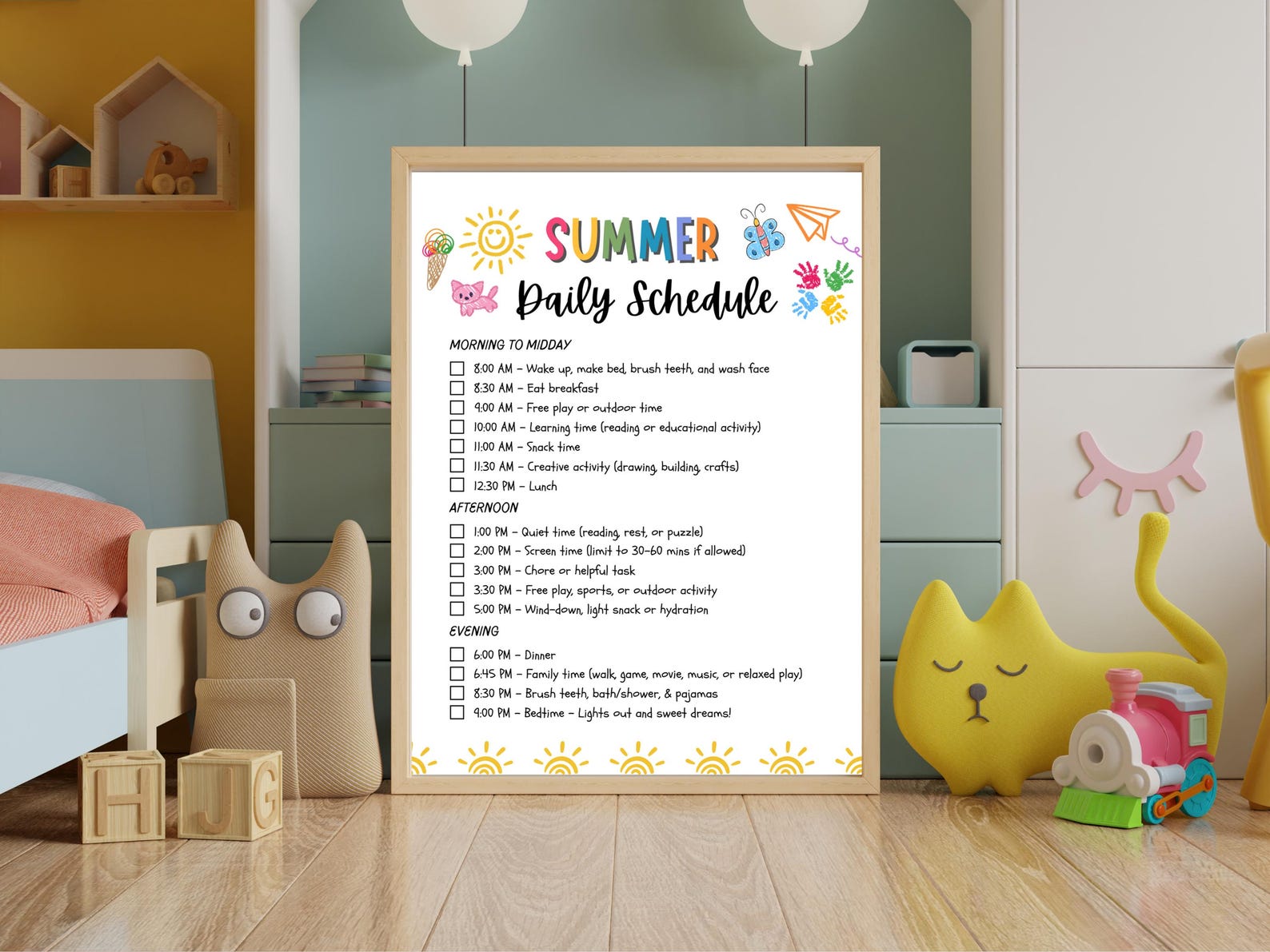 Editable Kids Daily Summer Schedule Template Planner Checklist ...