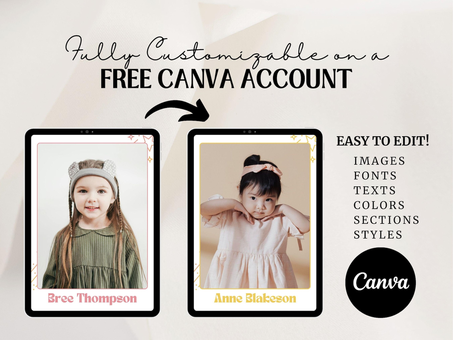 Kids Model Comp Card Template | Editable Child Actor Photo Card, Kids ...