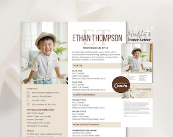 Child Actor Resume Template, Acting Kid Resume With Headshot and Cover ...