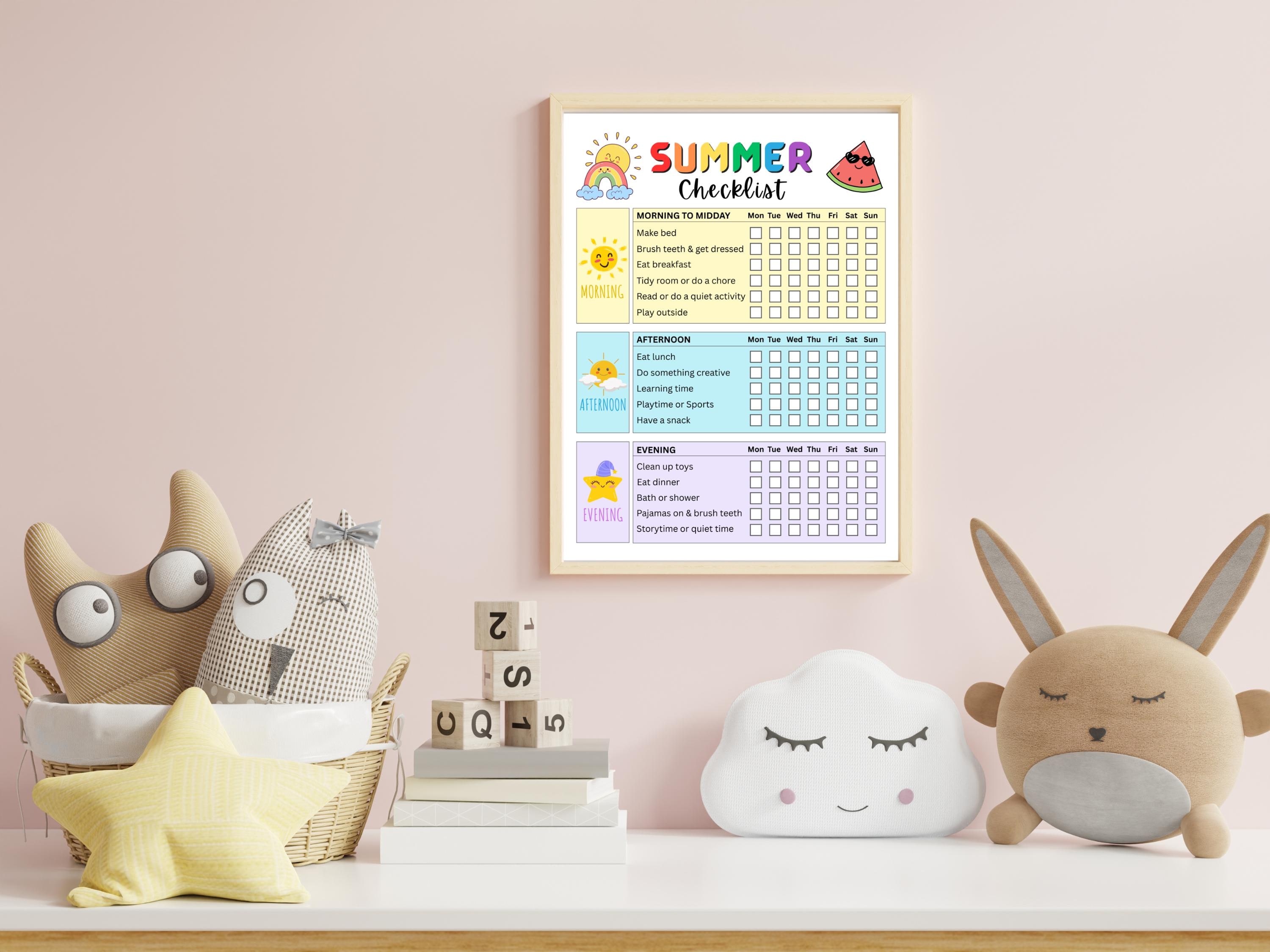 Editable Summer Chore Chart for Kids, Kids Daily Routine Chart Summer ...