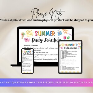 Editable Kids Daily Summer Schedule Template Planner Checklist ...