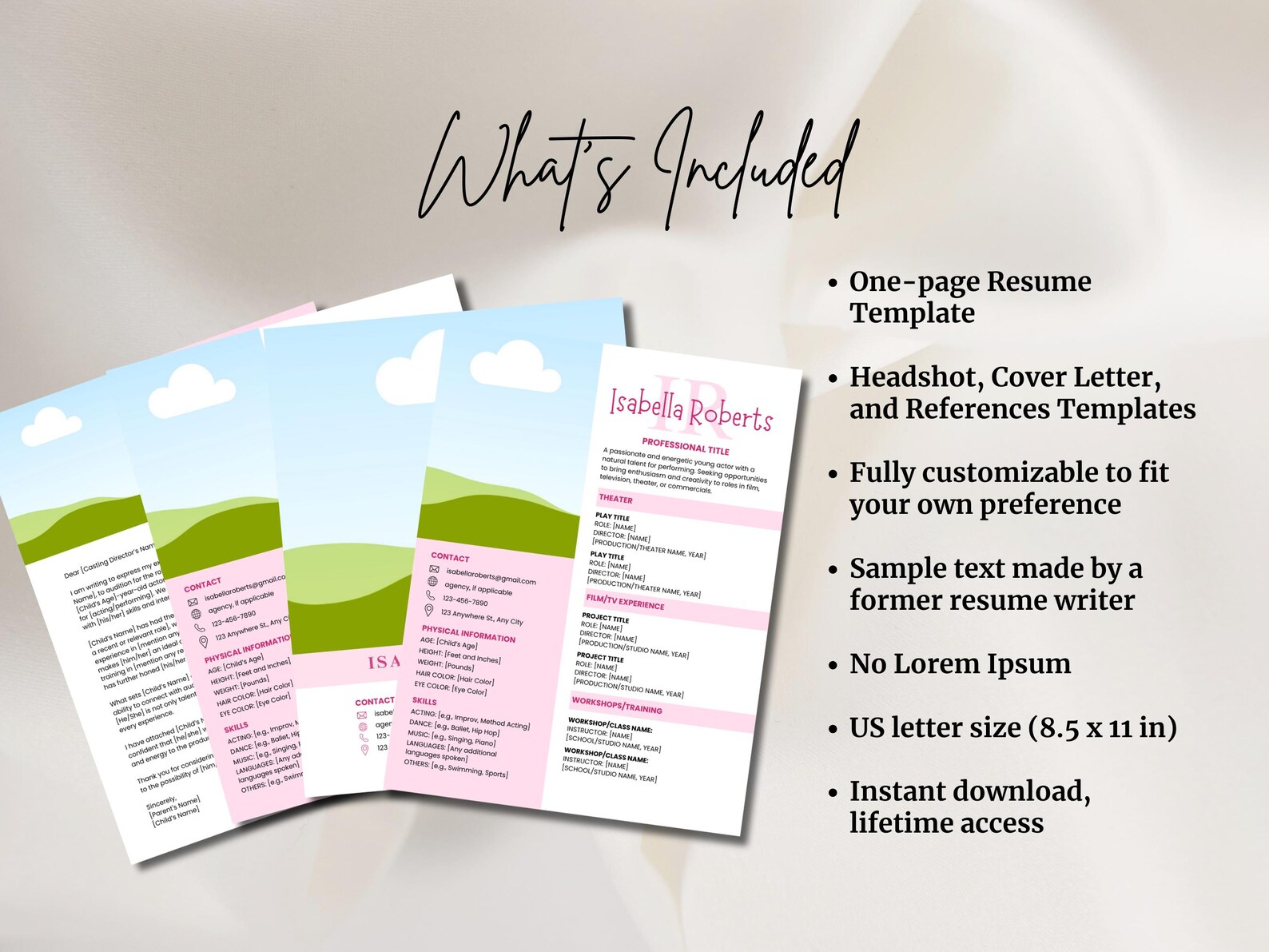 Child Actor Resume Template, Acting Kid Resume With Headshot and Cover ...