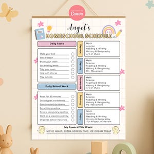 Editable Homeschool Schedule for Kids and Teens, Printable Homeschool ...