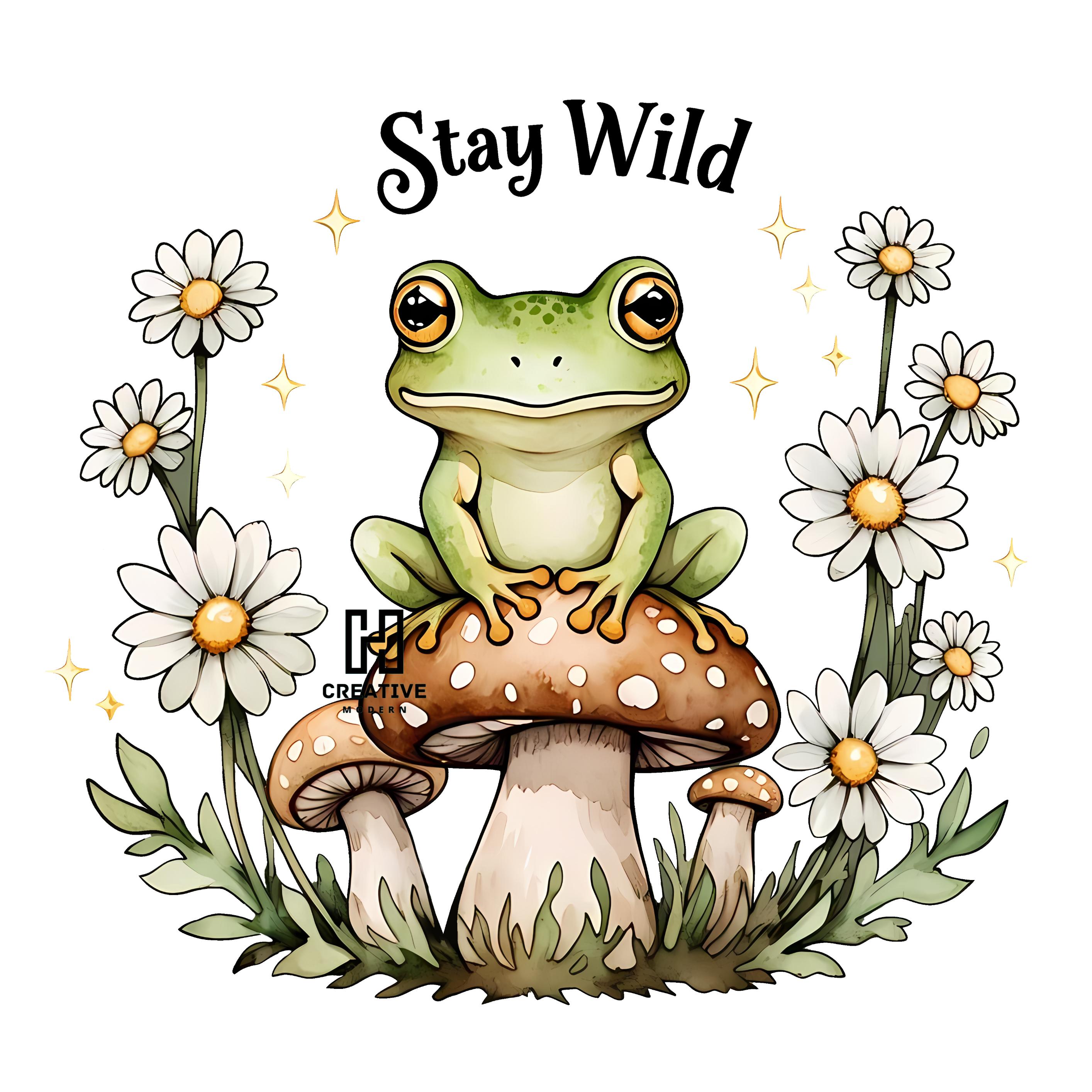Cottagecore Frog on Mushroom PNG: Whimsical Forest Print (digital ...