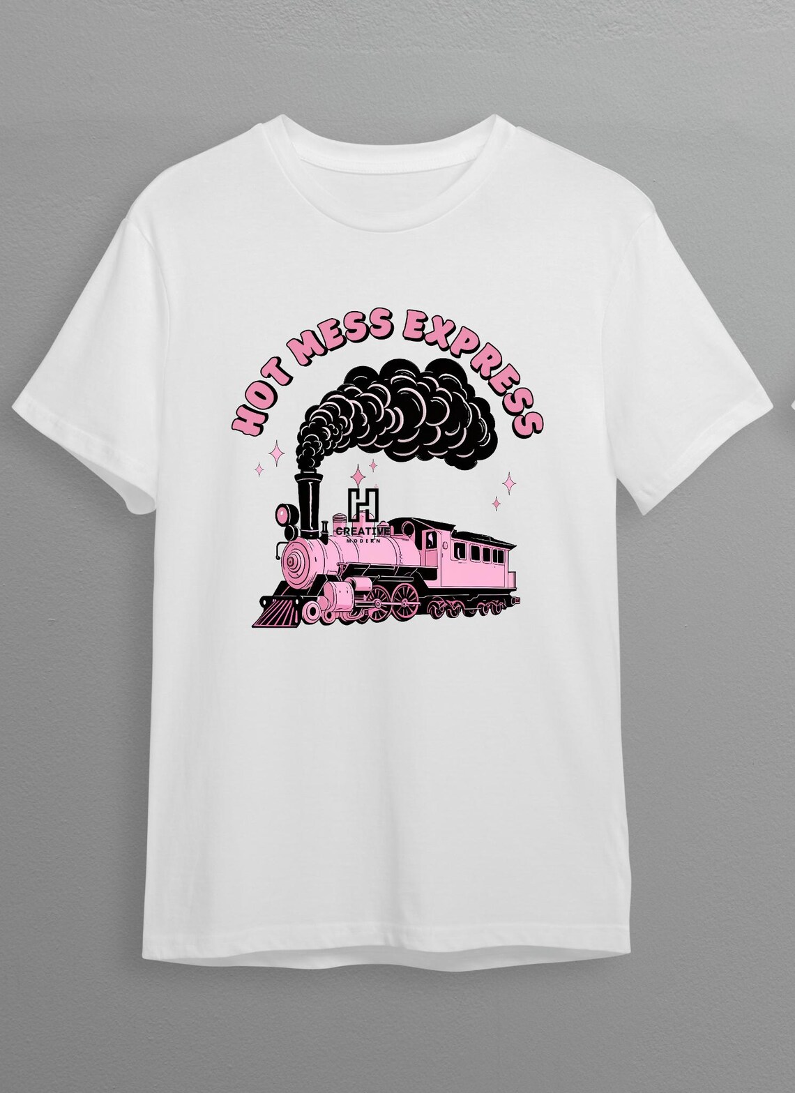 Hot Mess Express PNG, A Stylish Pink Vintage Train With Bold Smoke and ...