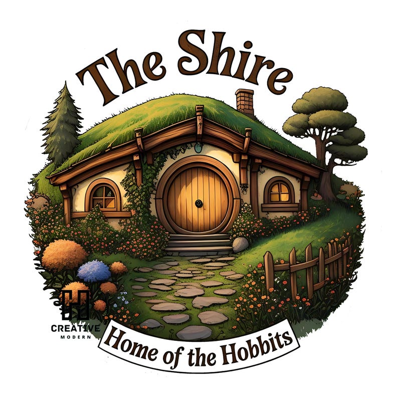 The Shire Hobbit Home Distressed Clipart, LOTR PNG (digital Download ...
