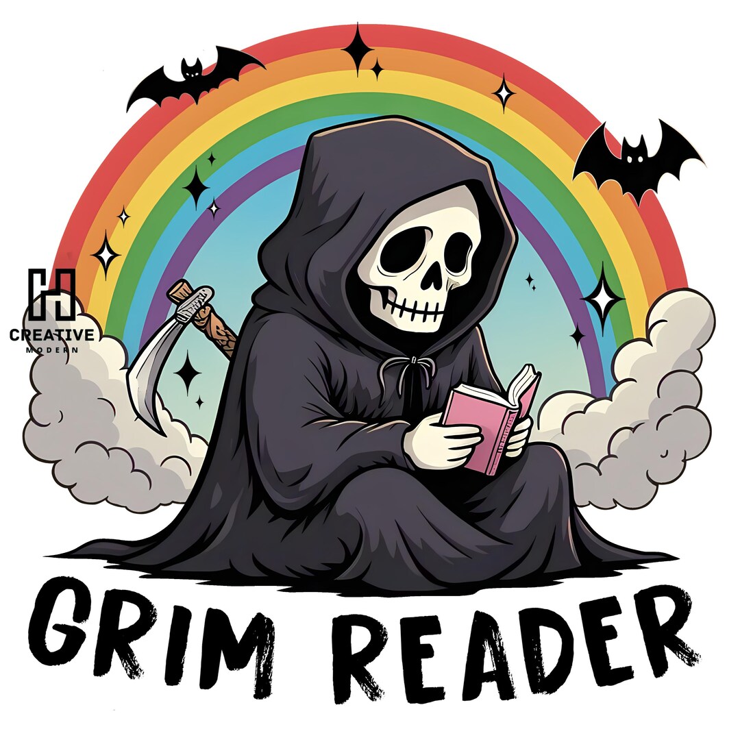 Grim Reader Png, Bookish Png, Book Png, Cute Grim Reader Png, Trendy ...