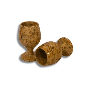 Elegant Set of 2 Fossil Stone Goblets – Luxurious Home Decor Accent - Etsy