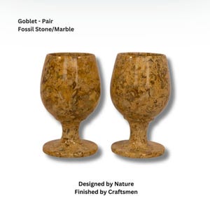 Elegant Set of 2 Fossil Stone Goblets – Luxurious Home Decor Accent - Etsy