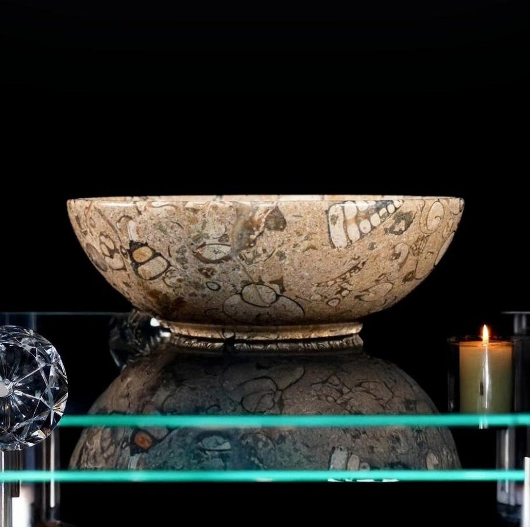 Handmade Fossil Stone Bowl: Decorative Marble Fruit Bowl - Etsy