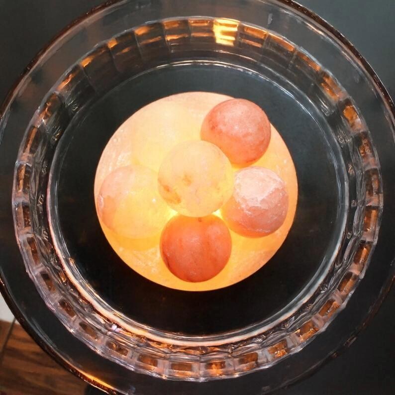 Himalayan Salt Fire Bowl With Natural Fire Balls Handcrafted Decorative ...