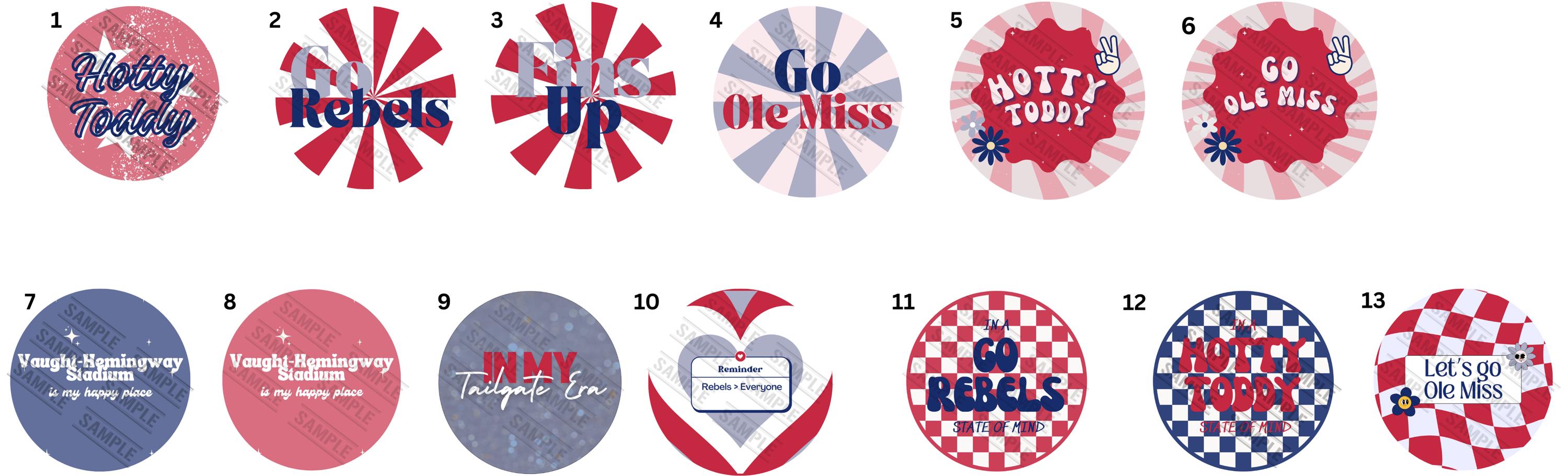 Ole Miss Gameday Buttons & Pins: Red and Blue Spirit Badges (digital ...