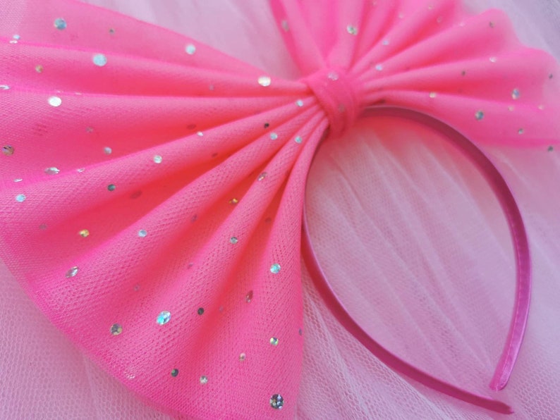 Neon Hair Bow 80s Headband Bow Madonna Headband 80s Hen Party Etsy Uk