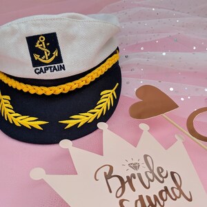 Aye Aye Captain! Sailor Bride to Be Nautical Hen Party Captain Hat With ...