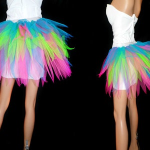 Rave Half Tutu Bustle Spikey Neon Costume EDC Rave Wear PLUR Outfit Hen ...
