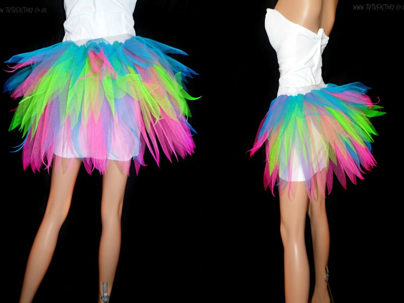 Rave Half Tutu Bustle Spikey Neon Costume EDC Rave Wear PLUR Outfit Hen ...