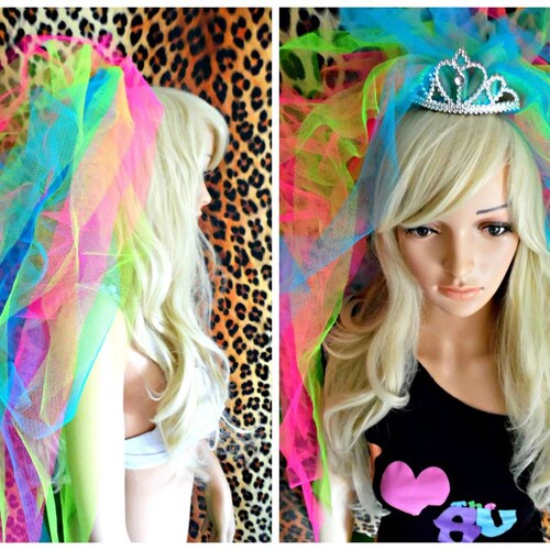 80s Madonna Inspired Neon Veil Bachelorette Party Hen Night - Etsy