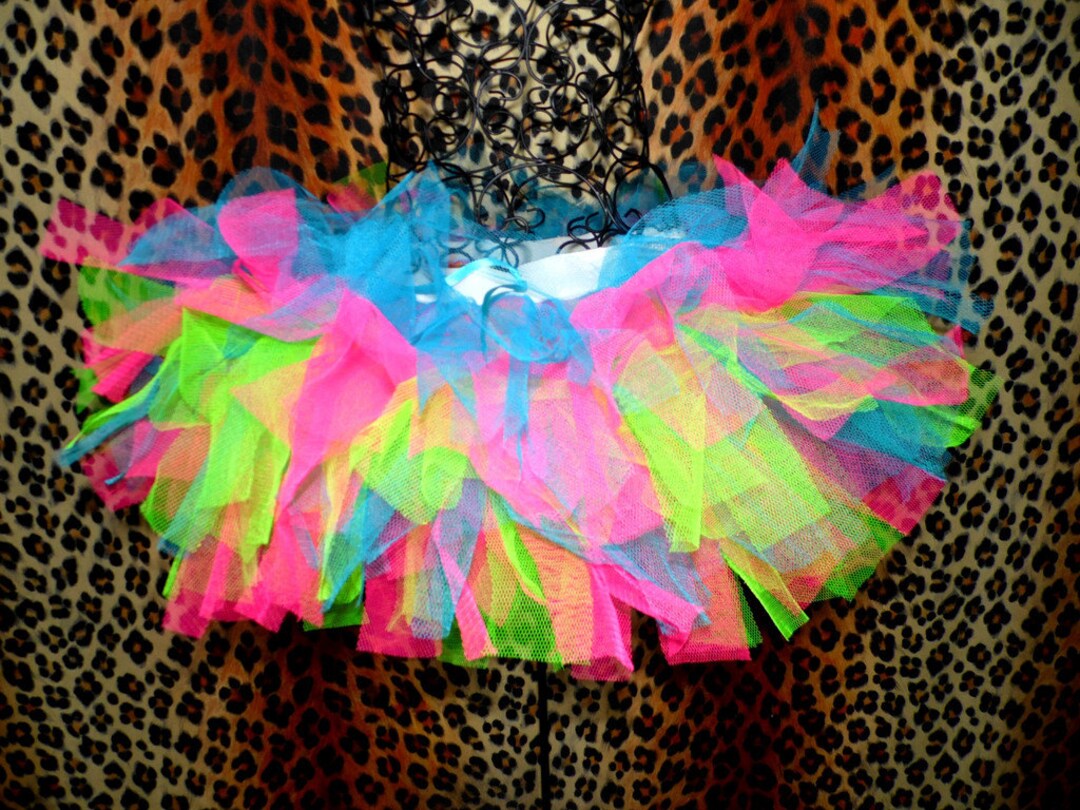Neon Tutu Multi Colour Tutu Super Poofy Stick Out EDC Rave Wear PLUR ...