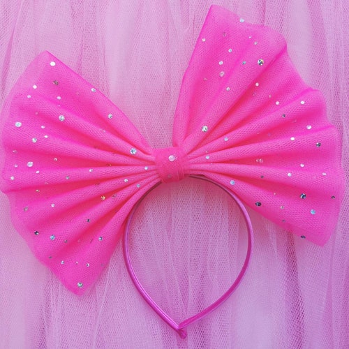 Neon Hair Bow 80s Headband Bow Madonna Headband 80s Hen Party Etsy Uk