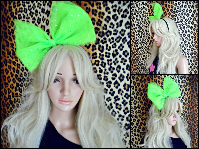 Neon Hair Bow 80s Headband Bow Madonna Headband 80s Hen Party Etsy Uk