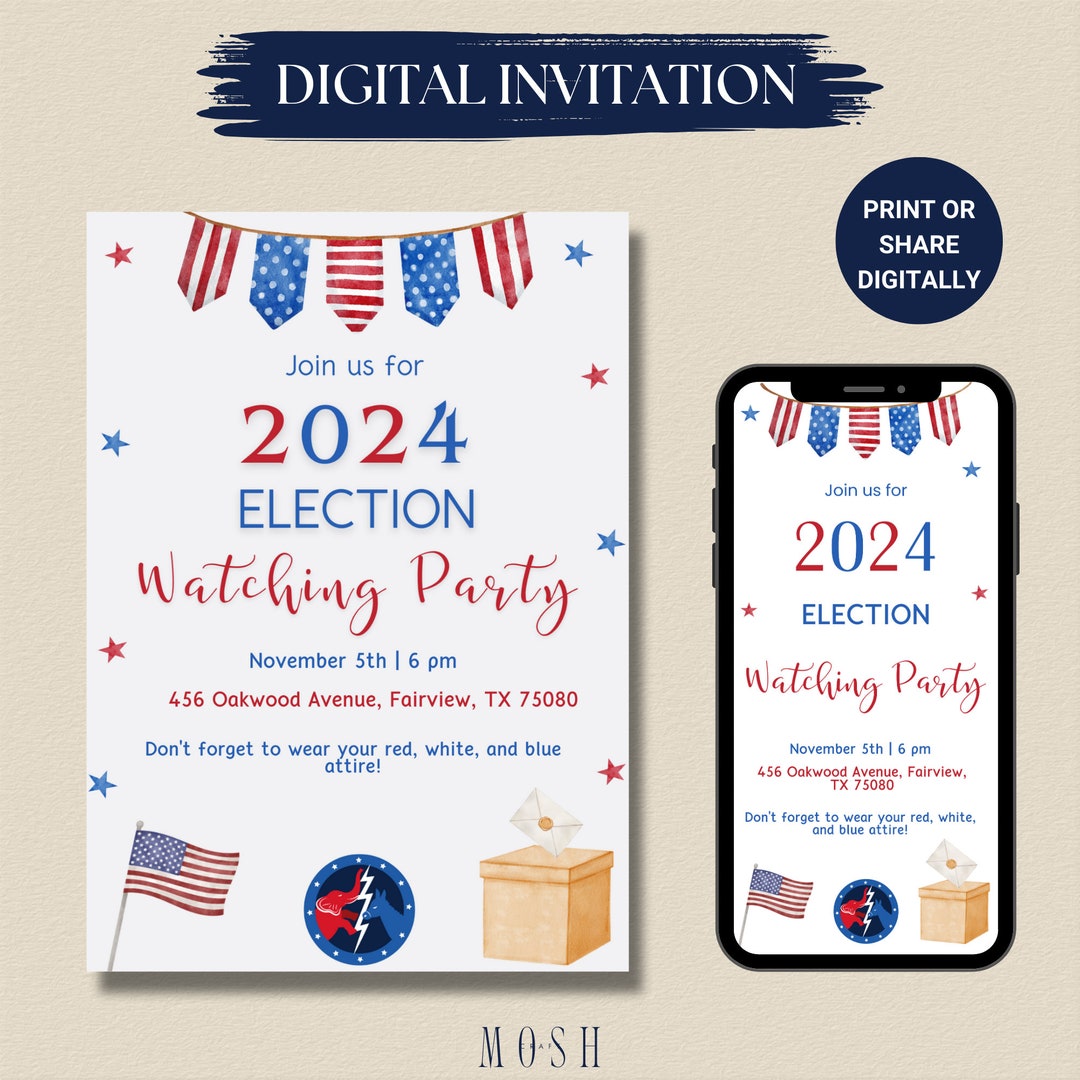Editable Election Watch Party Invitation, Election Night Party Invite ...