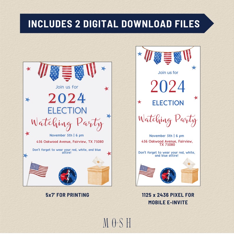 Editable Election Watch Party Invitation, Election Night Party Invite ...